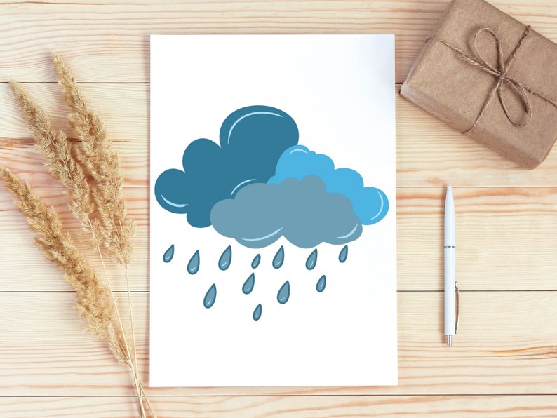 Rain Cloud SVG Rainy Weather Clip Art Cut File Silhouette Svg Png Jpg ...
