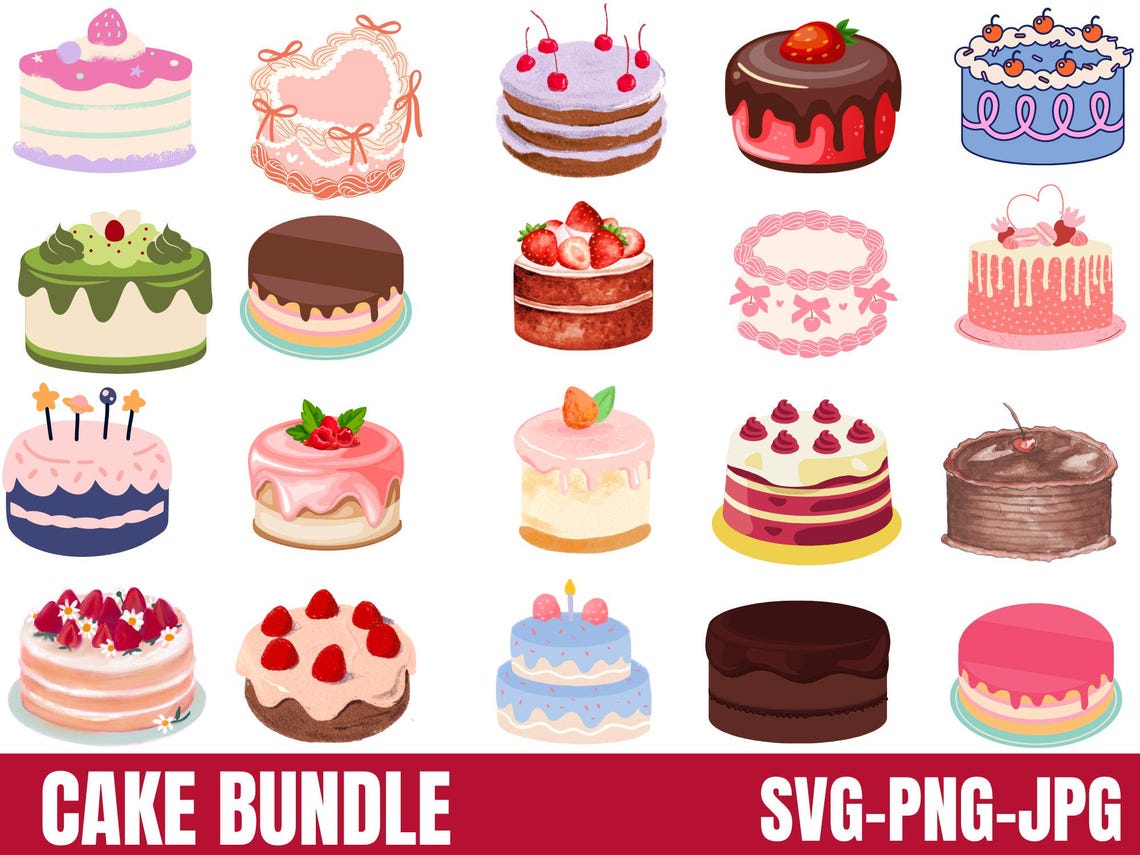 Cakes Svg/ Birthday Svg/ Dessert Svg/ Baking Svg/ Wedding Svg/ Clipart ...