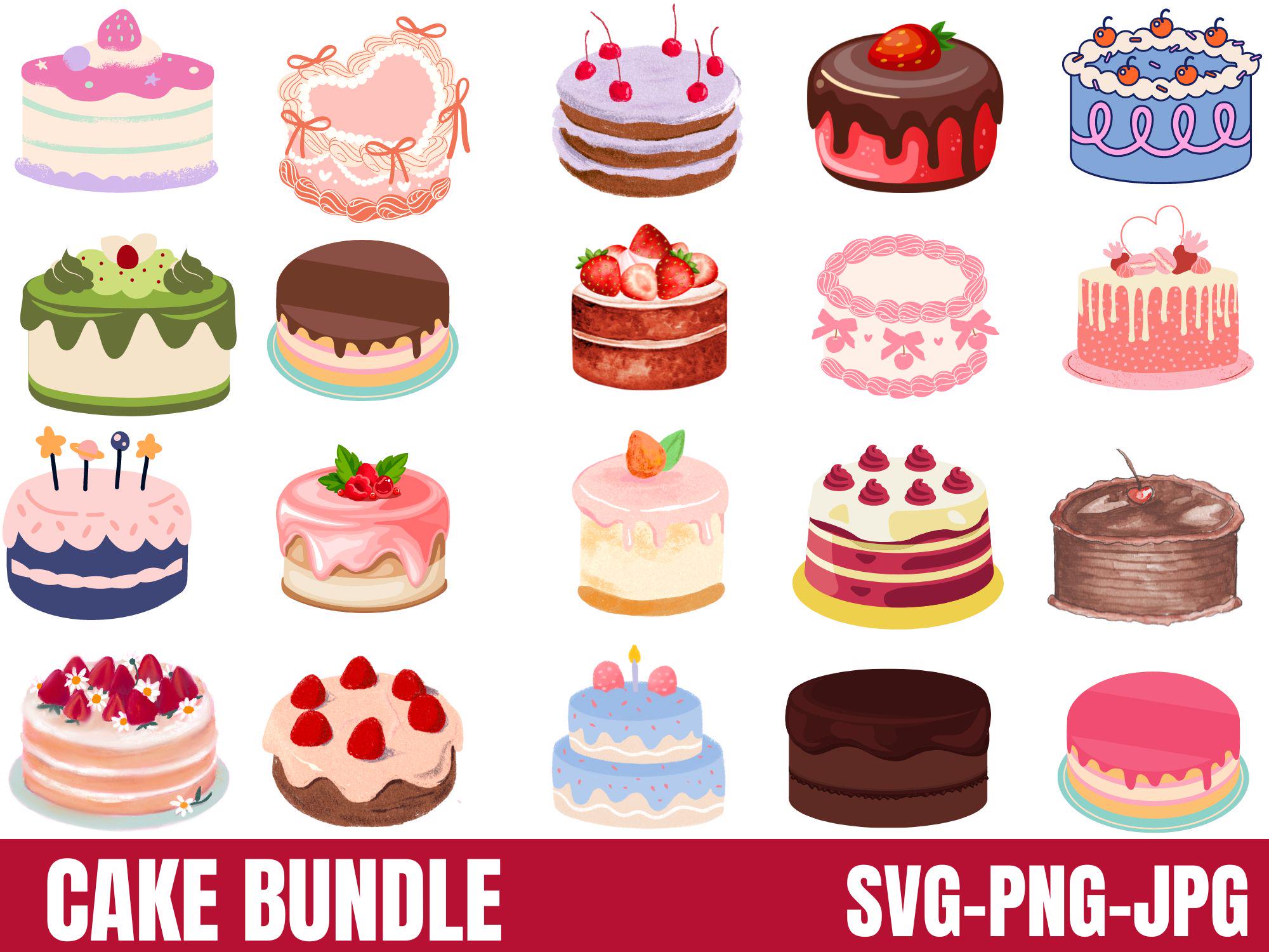 Cakes Svg/ Birthday Svg/ Dessert Svg/ Baking Svg/ Wedding Svg/ Clipart ...