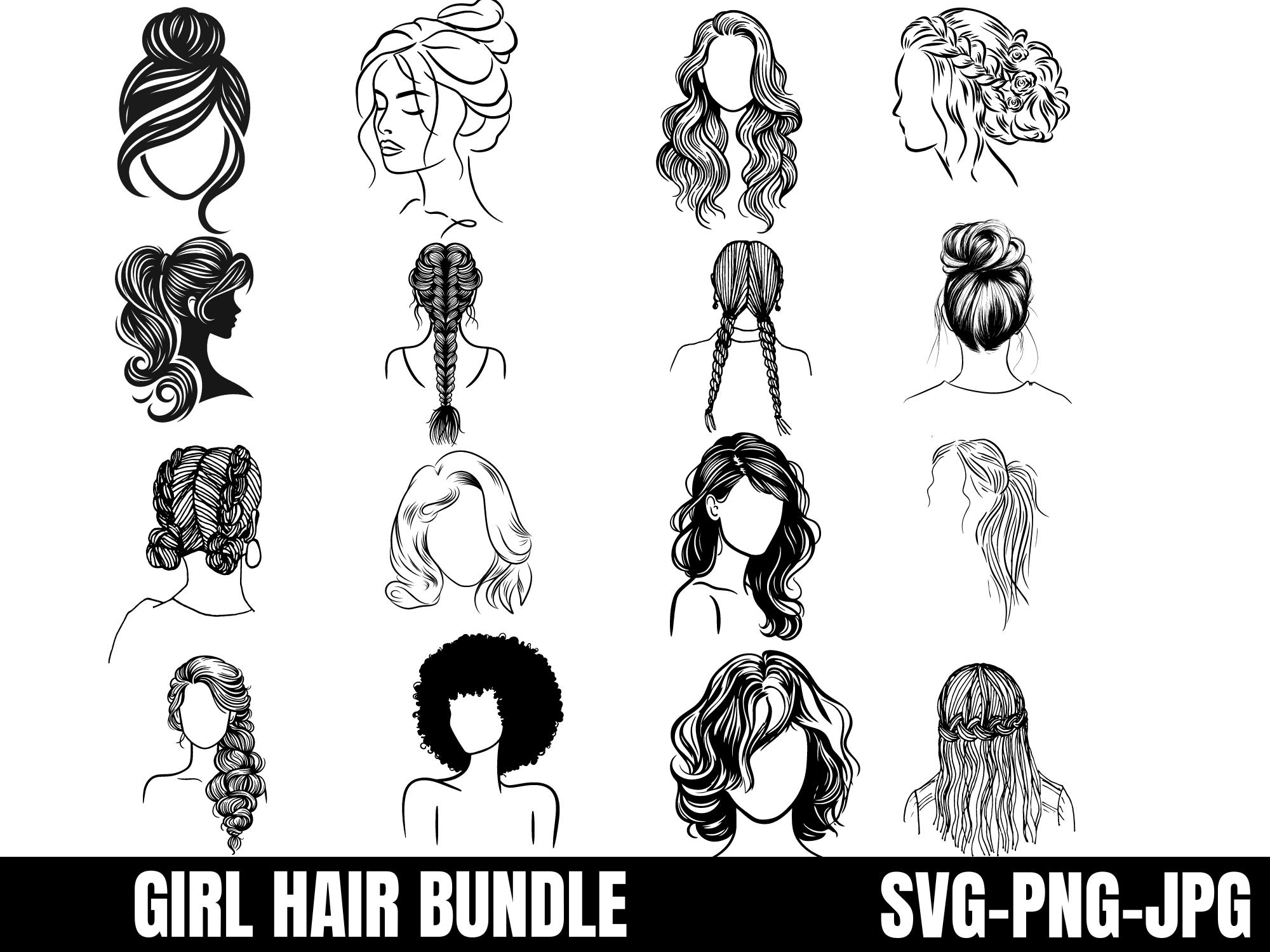 Long Hair SVG Bundle, Instant Digital Download, PNG, SVG Cut Files - Etsy