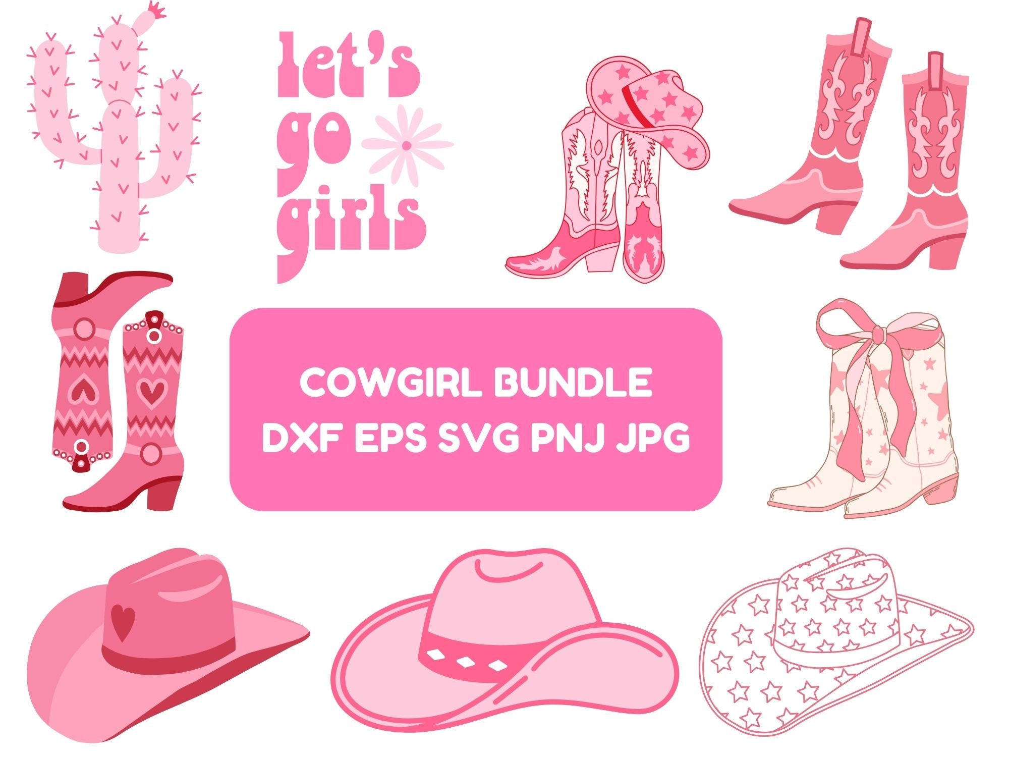 Cowgirl SVG Bundle, Cowgirl Boots Svg, Cowgirl Hat Svg, Let's Go Girls ...