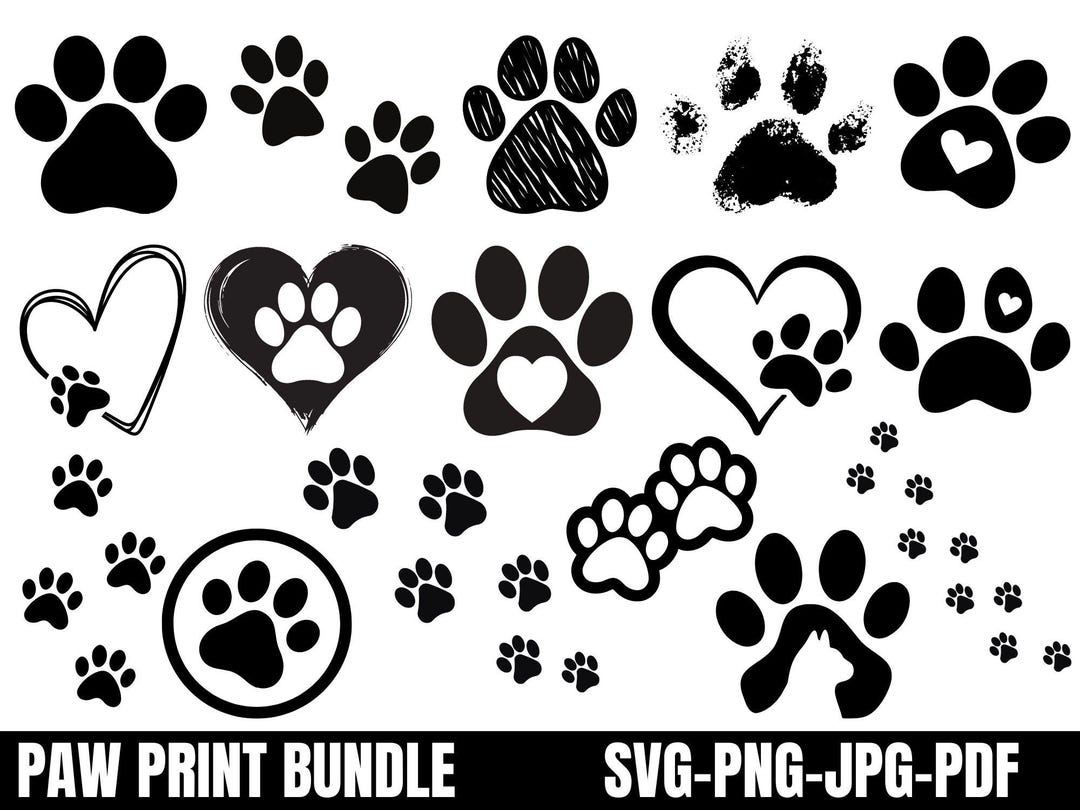 Dog Paw Print SVG Bundle: Animal Paw Cut Files (digital Download) - Etsy