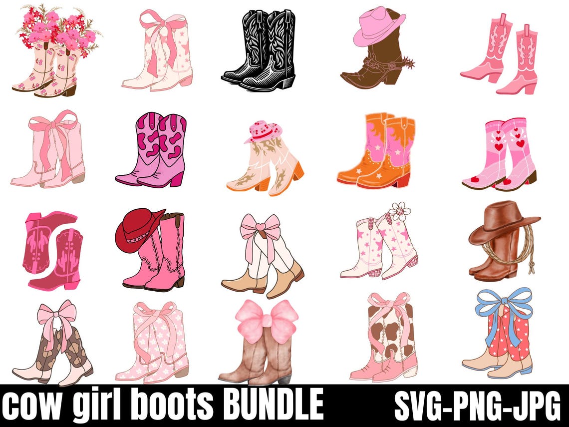 Cowgirl Boots SVG Bundle: Western Clipart (digital File) - Etsy