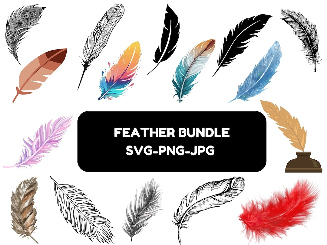 Feather Svg Bundle, Feather Birds Svg, Dxf, Png, Jpg, Feathers ...