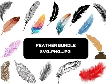 Feather Svg Bundle, Feather Birds Svg, Dxf, Png, Jpg, Feathers ...