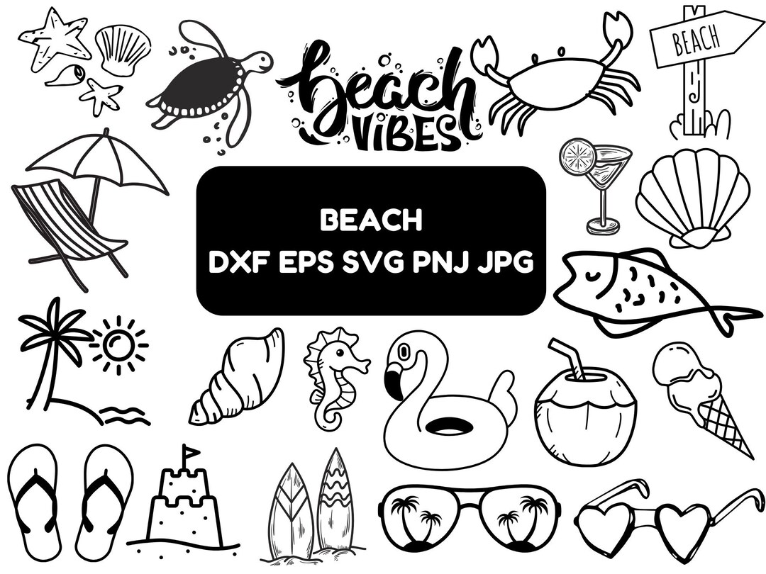 Beach SVG Bundle: Summer Clipart, Palm Tree, Tropical Designs (digital ...