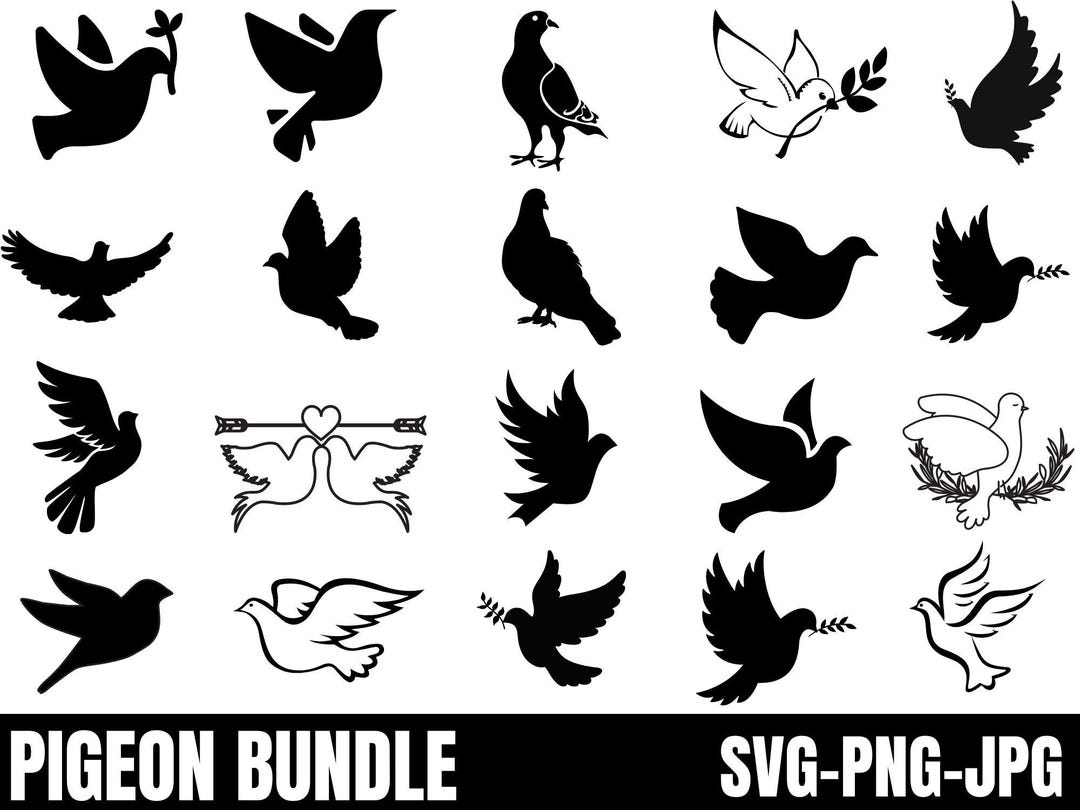 Pigeon SVG Silhouette, Dove Svg, Dove Silhouette, Bird Silhouette ...