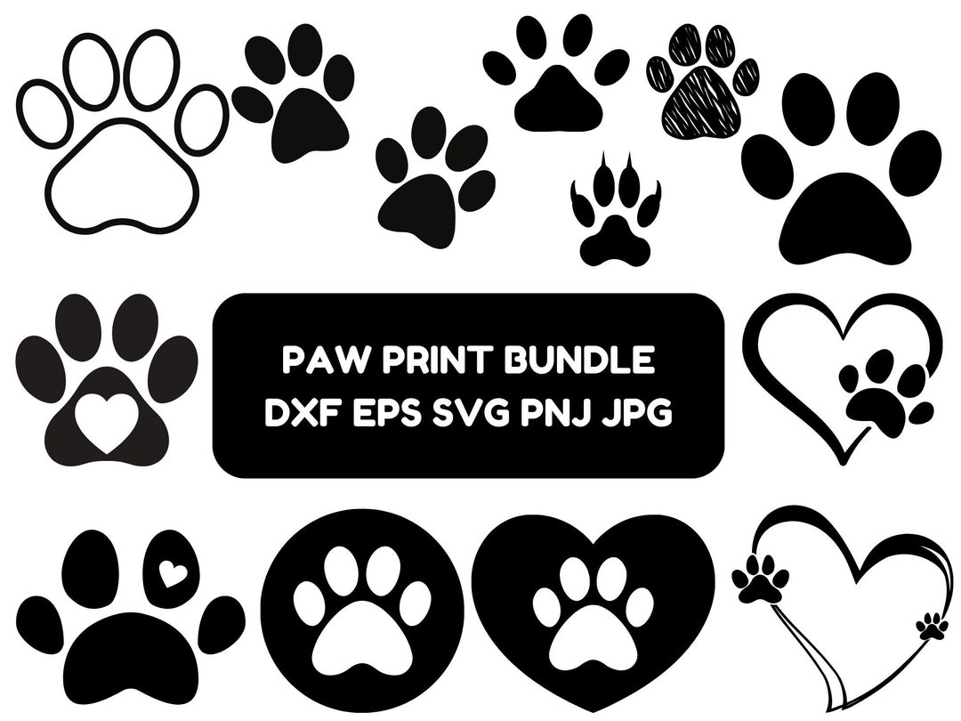 Dog Paw Print SVG Bundle: Animal Cut Files for Cricut, Silhouette - Etsy