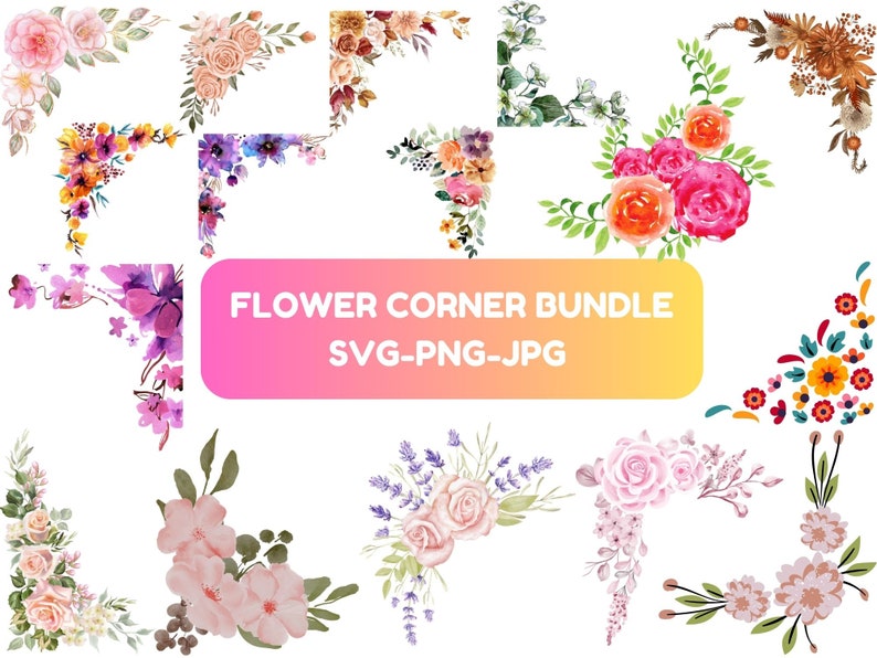 Floral Corner SVG Bundle: Decorative Page Border Frames (digital ...