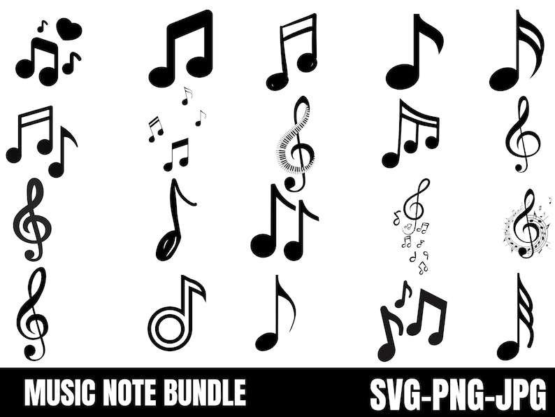 Music Notes Svg Bundle, Guitar Note Svg, Music Lover, Marching Band Svg ...