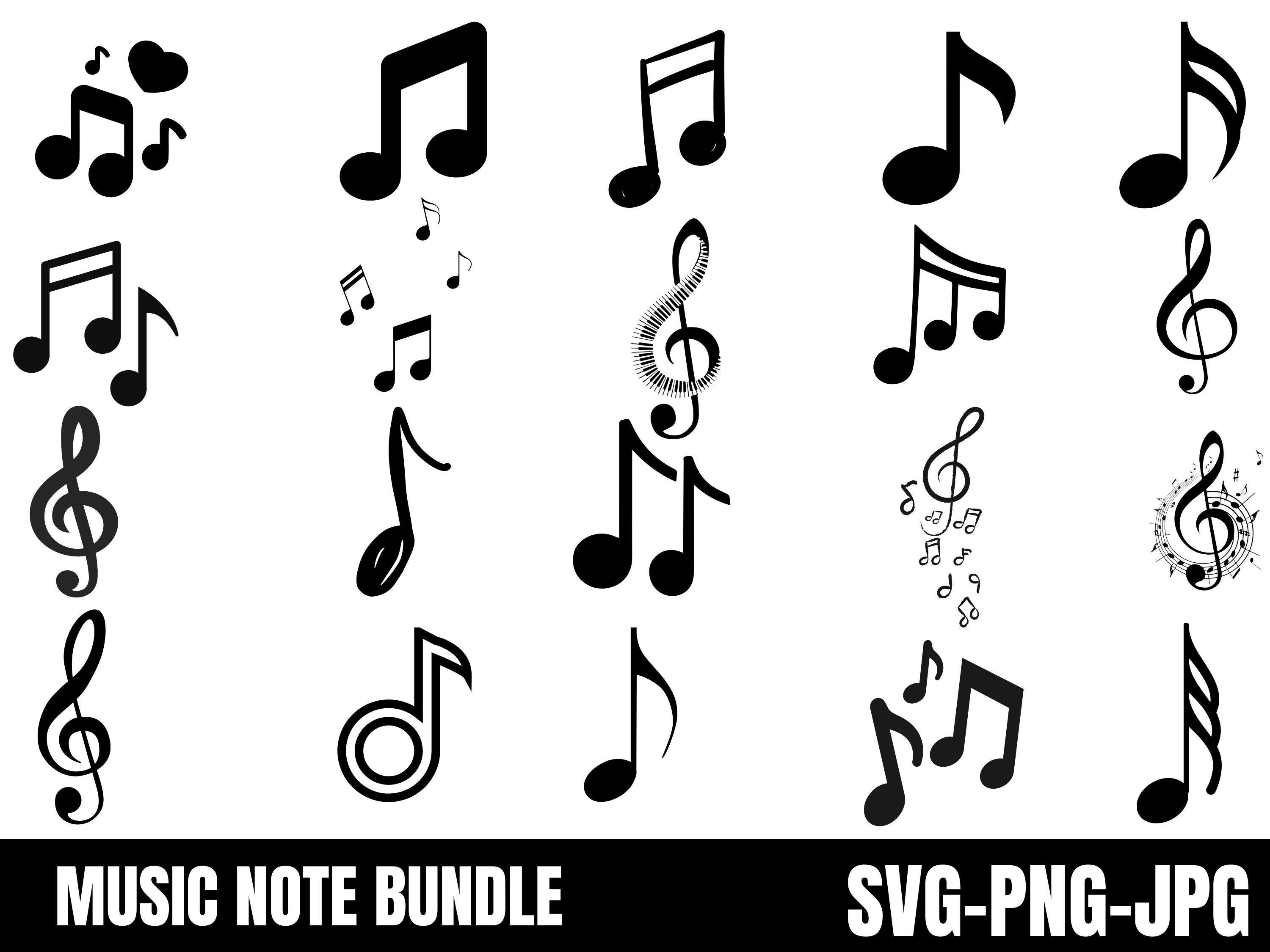 Music Notes Svg Bundle, Guitar Note Svg, Music Lover, Marching Band Svg ...