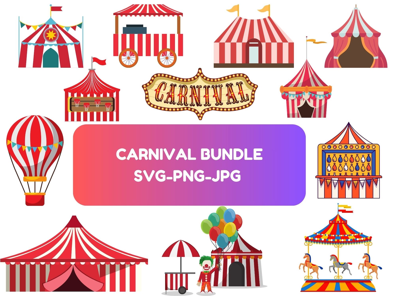 Circus Clipart, Circus Printable , Circus PNG and SVG, Carnival Clip ...