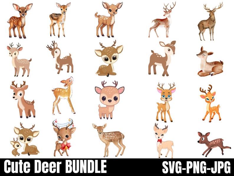 Reindeer Clipart, Cute Deer Svg, Woodland Animals Clip Art, Mother's ...