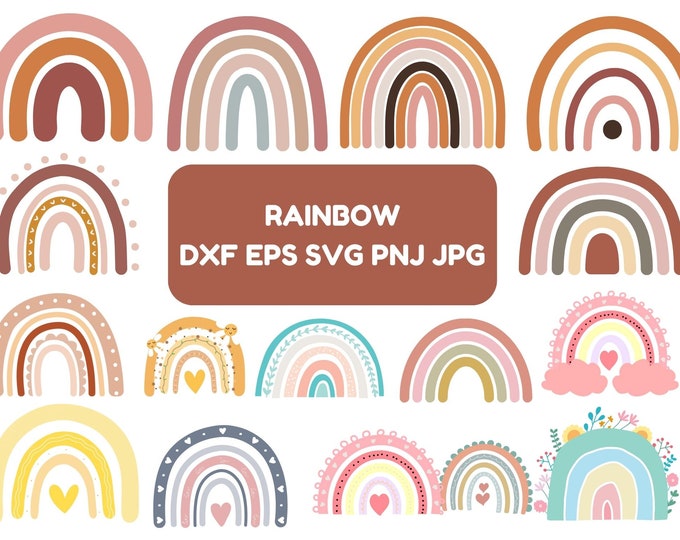 Boho Rainbow for Commercial Use, Layered SVG Cut File, Bohemian Rainbow ...