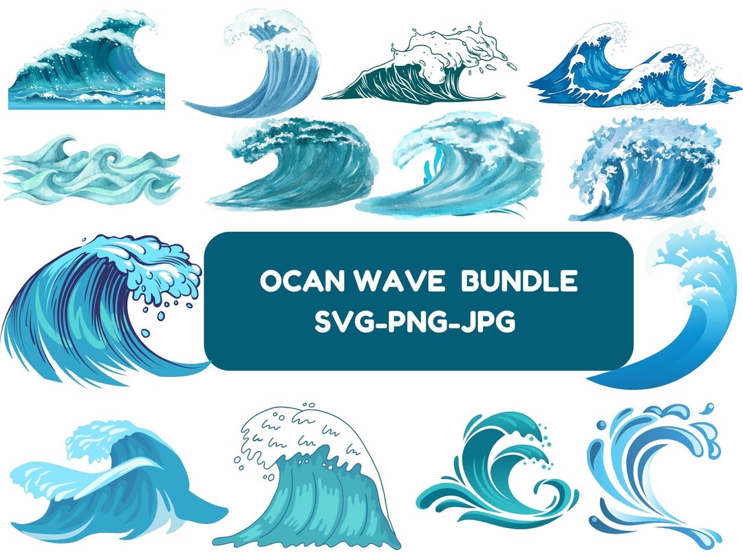 Wave Bundle - SVG, PNG, JPG, Digital Cut File, Commercial Use, Instant ...