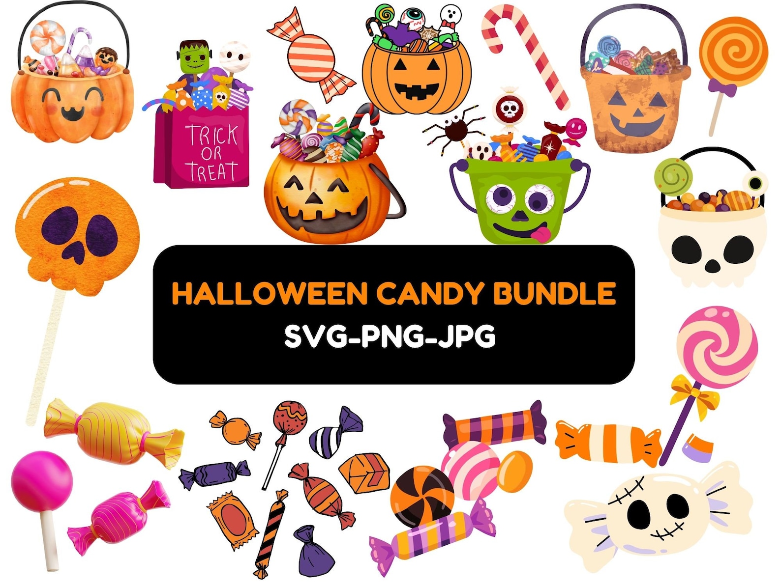 Halloween Candy SVG, Halloween Sweets Cut File and Clipart, Candy Svg ...