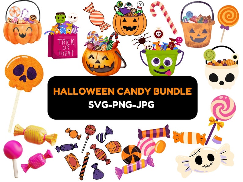 Halloween Candy SVG, Halloween Sweets Cut File and Clipart, Candy Svg ...