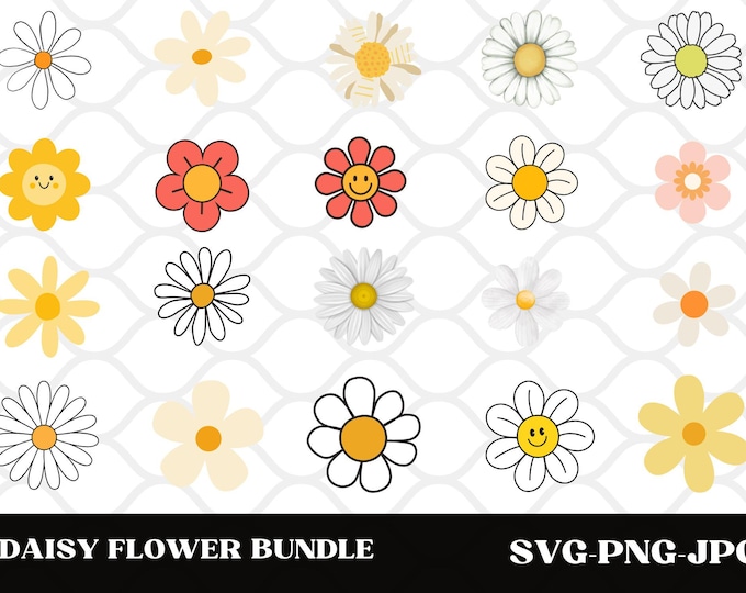 Daisy Svg Bundle, Flower Svg Files for Cricut, Clipart Cut Files for ...