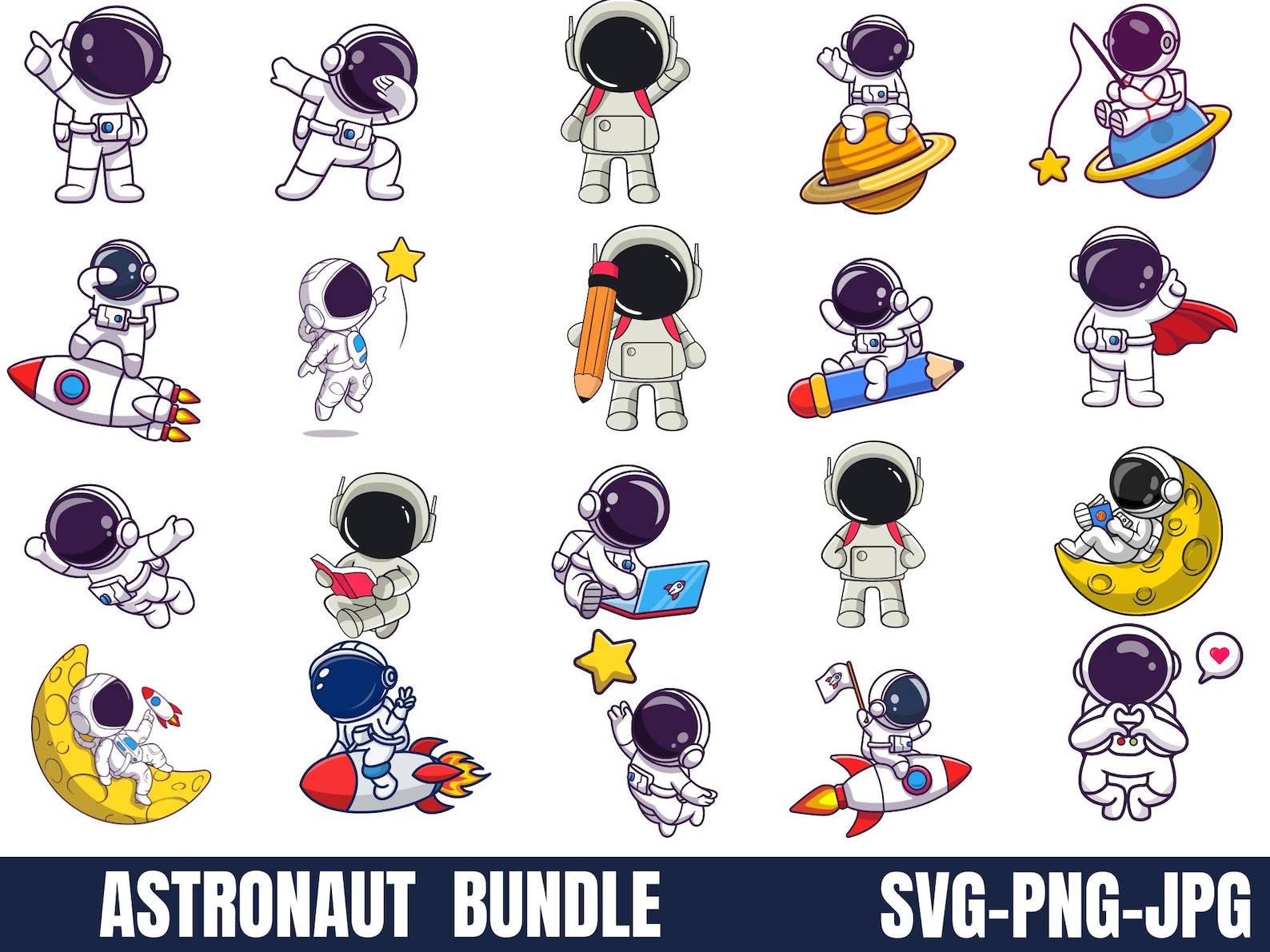 Astronaut SVG Silhouettes Space SVG Cut File Instant Download ...