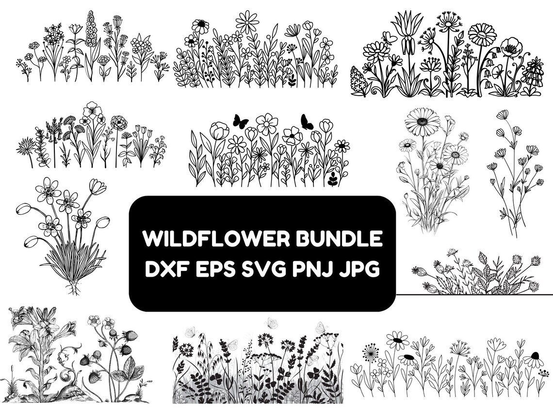 100 Wildflower Svg Bundle Flower Svg Floral Svg Bundle Wildflower Svg