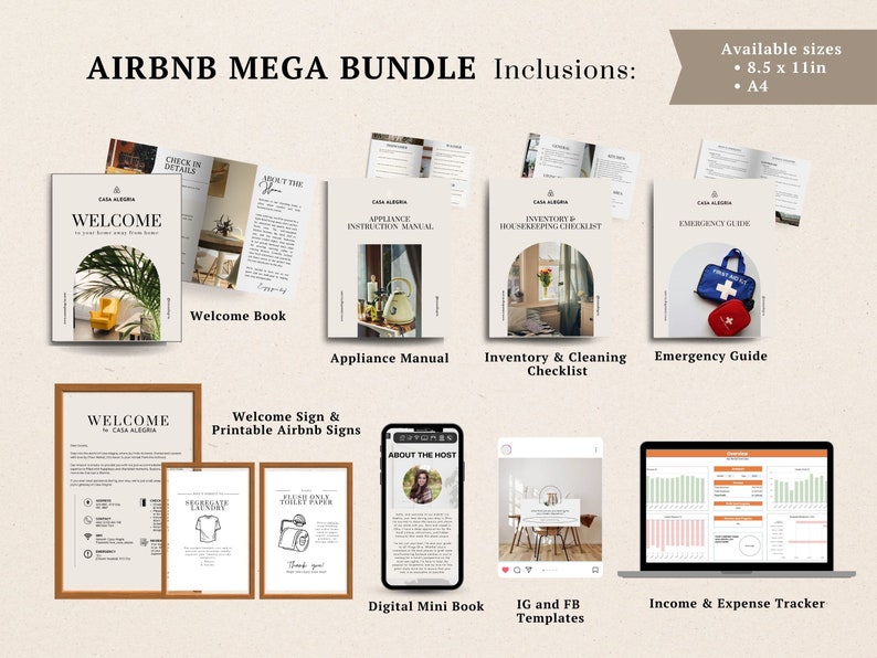 Airbnb Welcome Book Template, Printable Signs,inventory Cleaning ...