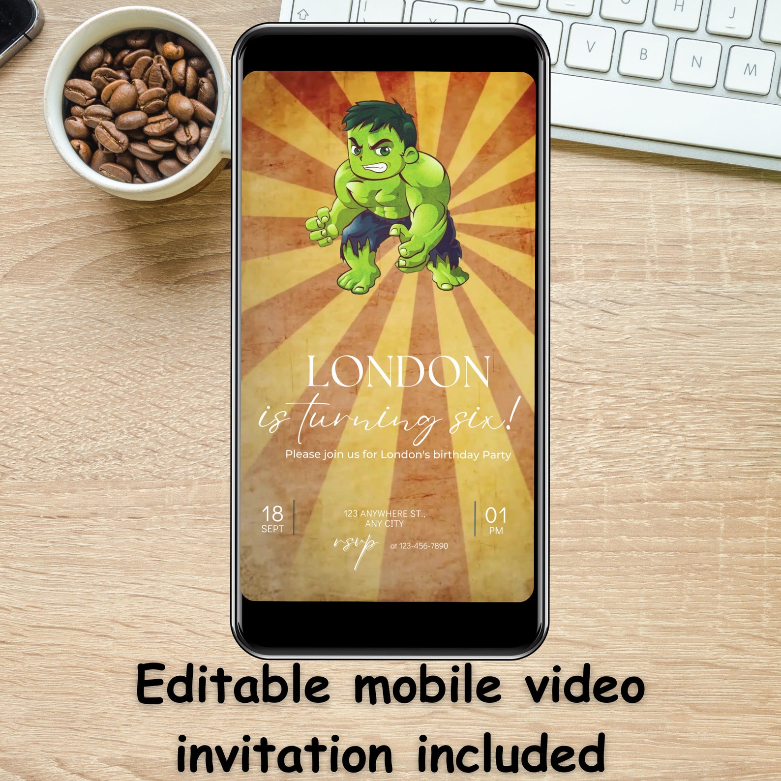 Editable Hulk Birthday Invitation, Hulk Birthday Boy Printable and ...