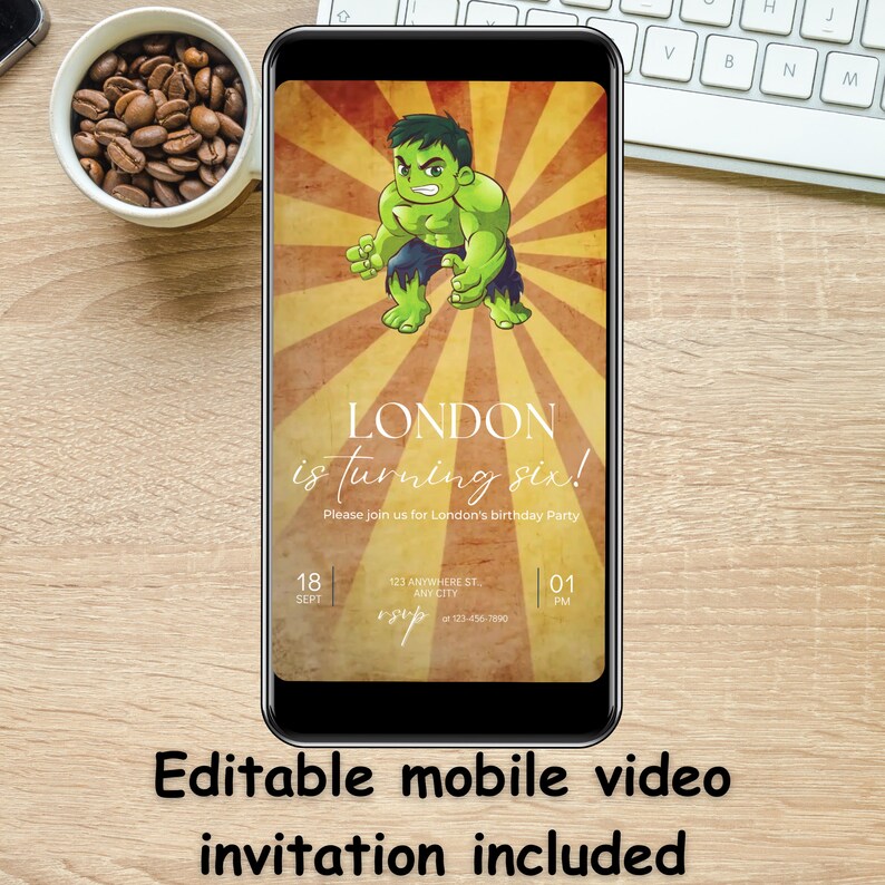 Editable Hulk Birthday Invitation, Hulk Birthday Boy Printable and ...