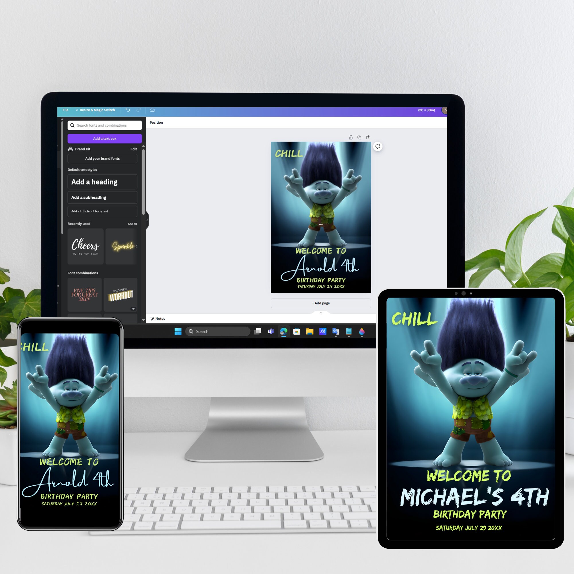 Trolls Welcome Sign Template, INSTANT DOWNLOAD, Editable and Printable ...