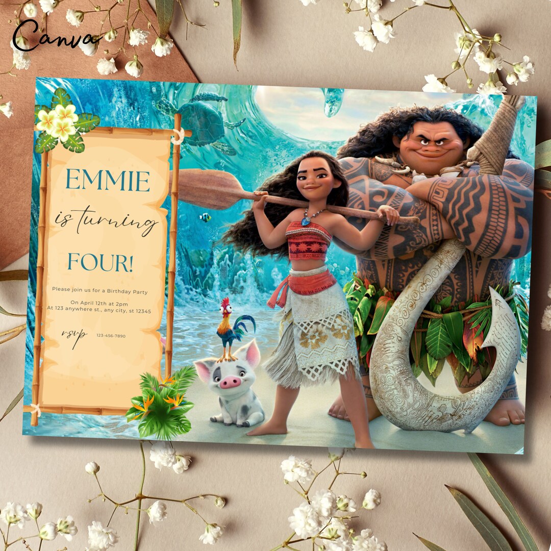 Moana Maui Birthday Party Invitation, Printable Editable Instant ...