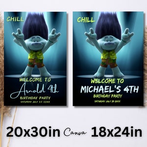 Trolls Welcome Sign Template, INSTANT DOWNLOAD, Editable and Printable ...