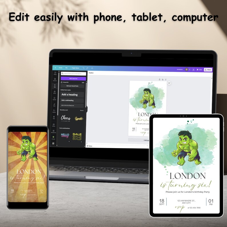 Editable Hulk Birthday Invitation, Hulk Birthday Boy Printable and ...