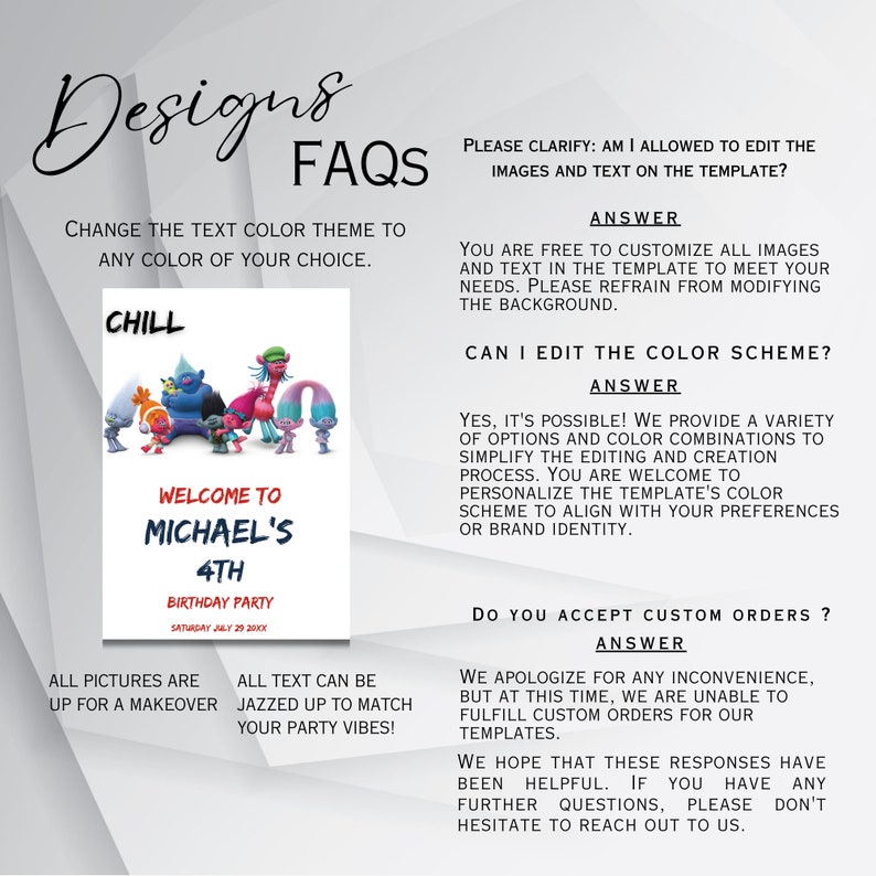 Trolls Welcome Sign Template, INSTANT DOWNLOAD, Editable and Printable ...