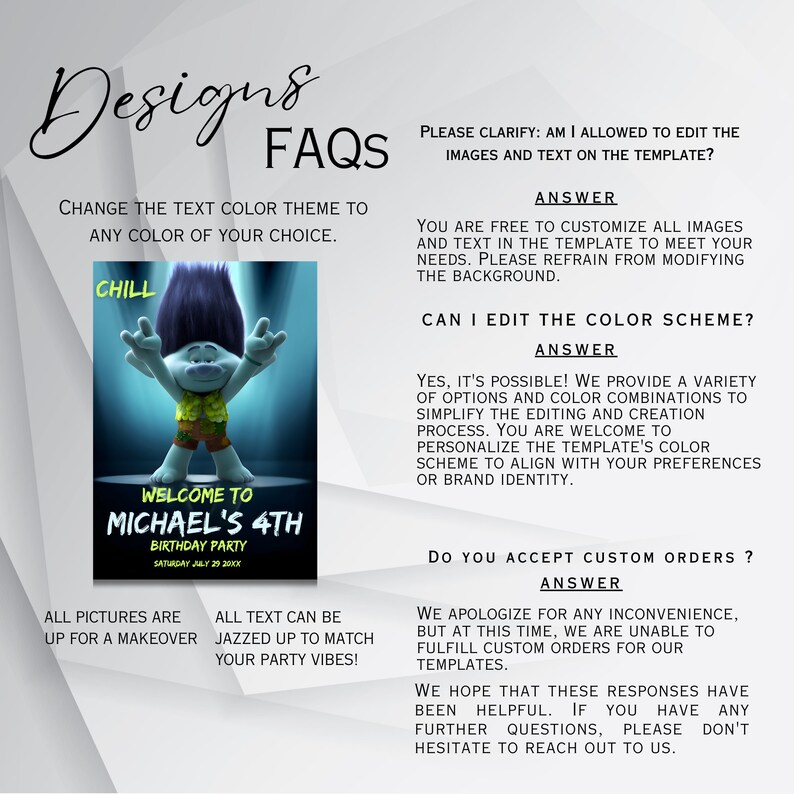 Trolls Welcome Sign Template, INSTANT DOWNLOAD, Editable and Printable ...