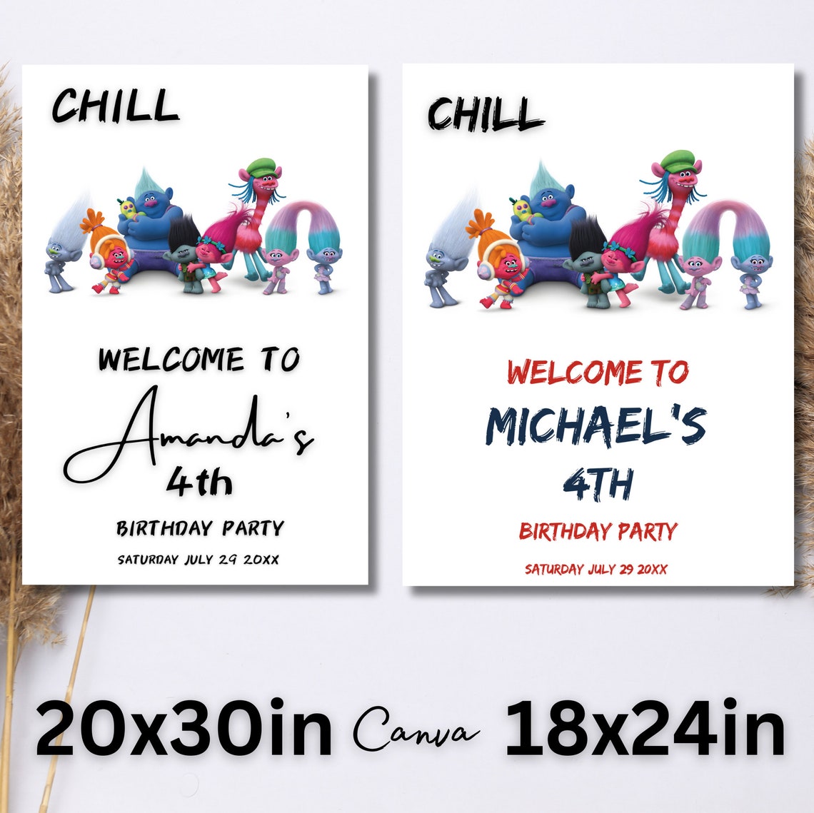 Trolls Welcome Sign Template, INSTANT DOWNLOAD, Editable and Printable ...