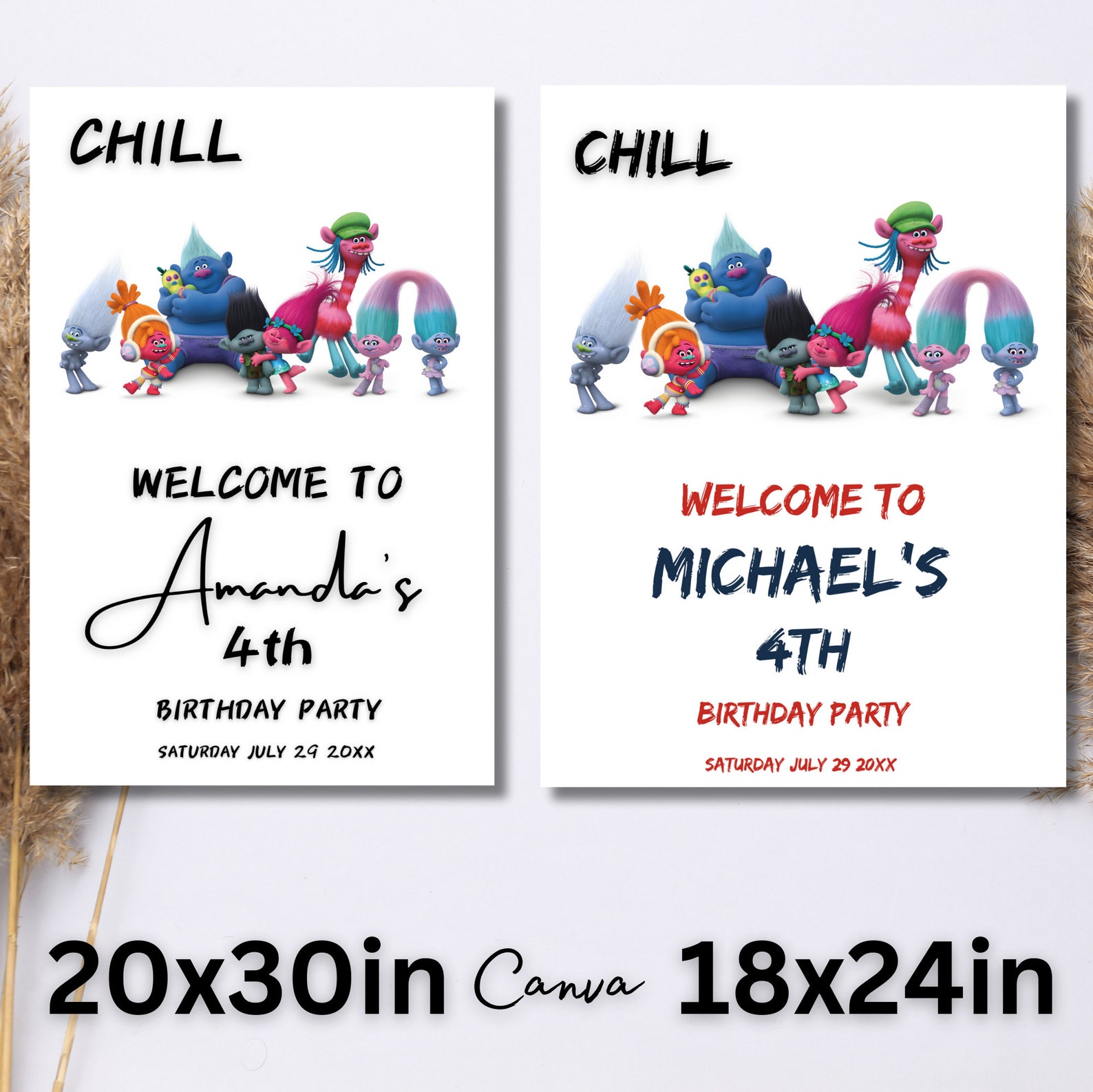 Trolls Welcome Sign Template, INSTANT DOWNLOAD, Editable and Printable ...