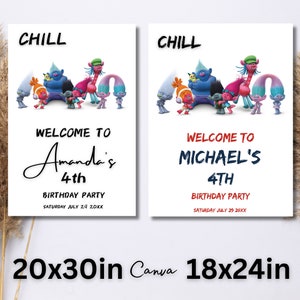 Trolls Welcome Sign Template, INSTANT DOWNLOAD, Editable and Printable ...