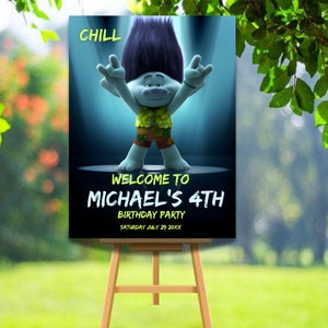 Trolls Welcome Sign Template, INSTANT DOWNLOAD, Editable and Printable ...