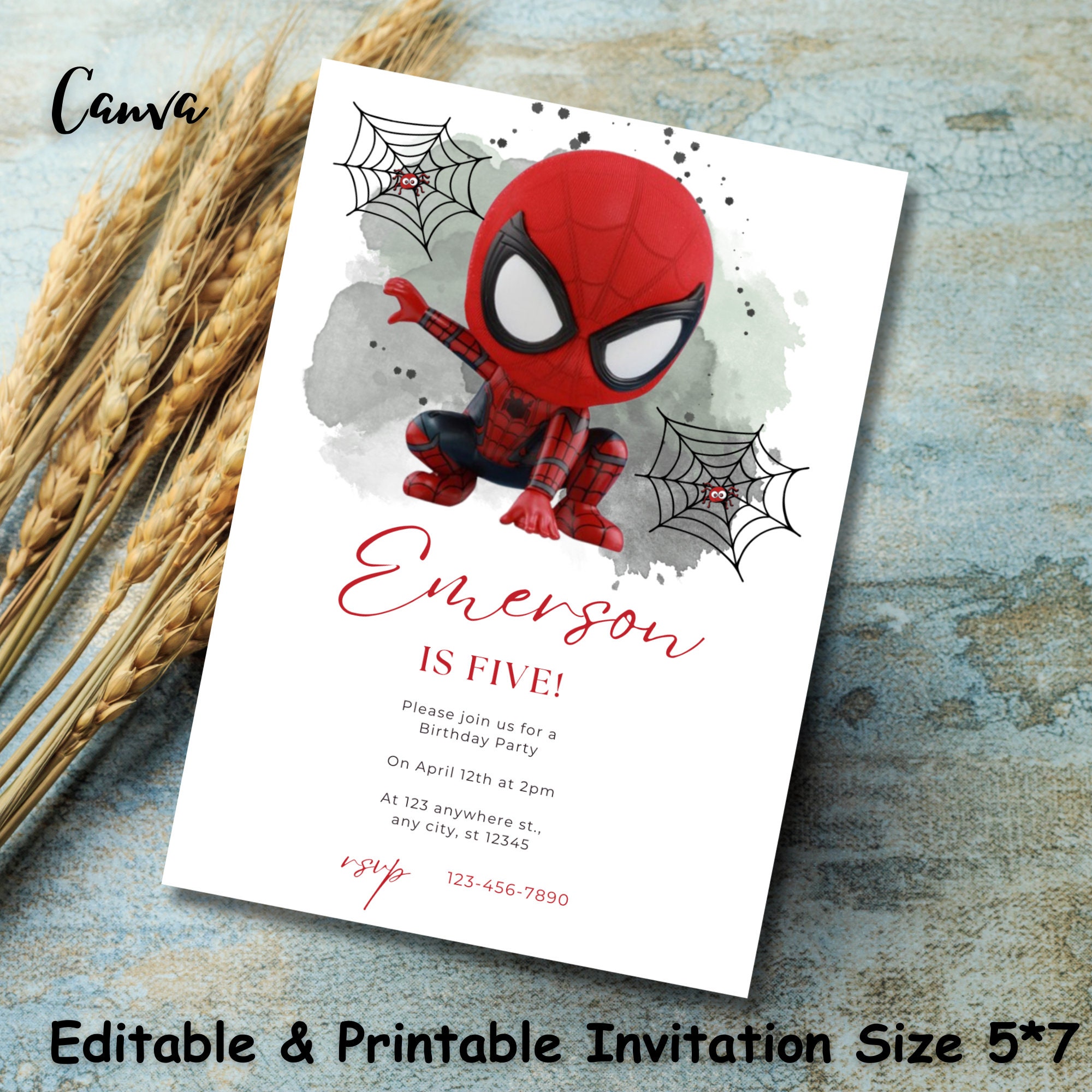 Invitación editable a la fiesta de cumpleaños de Spiderman, plantilla ...