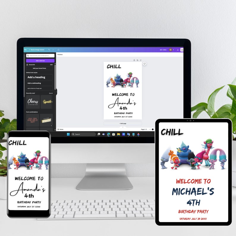 Trolls Welcome Sign Template, INSTANT DOWNLOAD, Editable and Printable ...