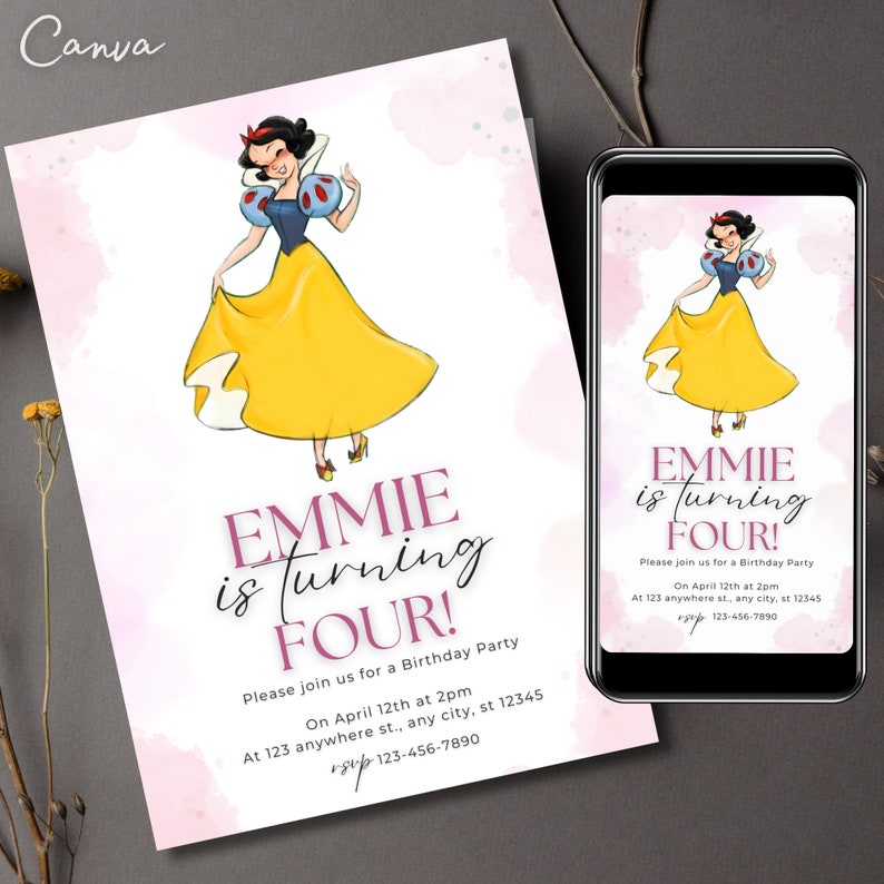 Snow White Invitation, Princess Snow White Invitation, Snow White Party ...
