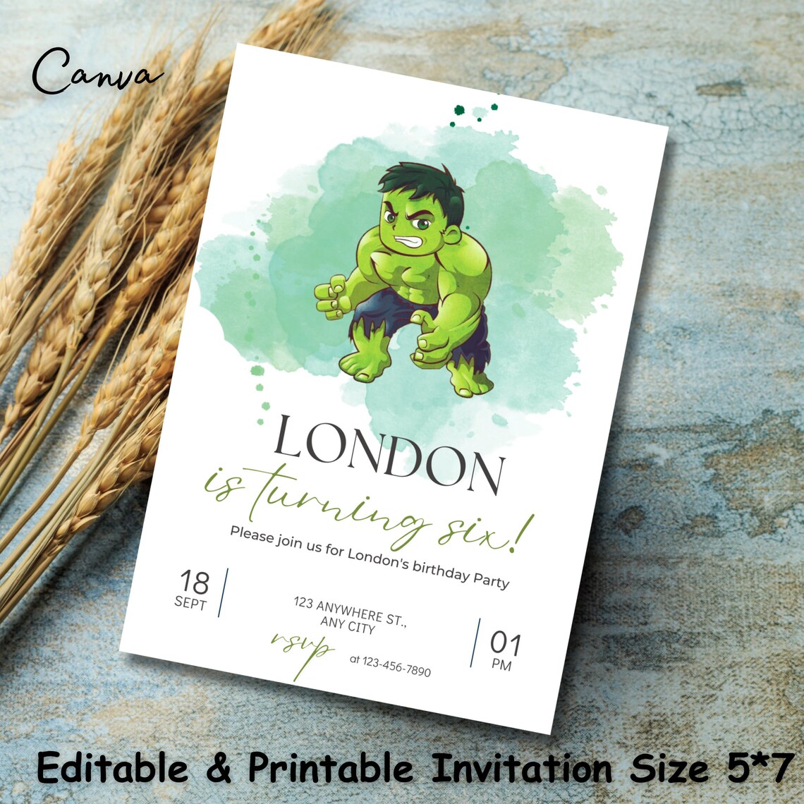 Editable Hulk Birthday Invitation, Hulk Birthday Boy Printable and ...