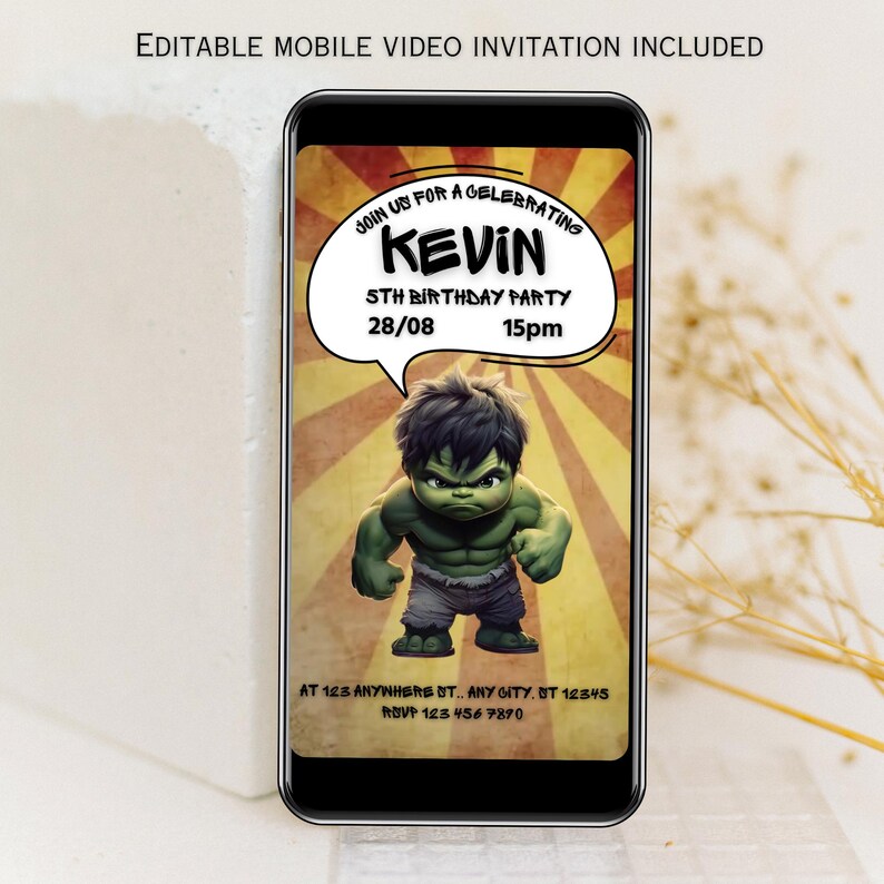 Editable Hulk Birthday Invitation, Hulk Birthday Boy Printable and ...
