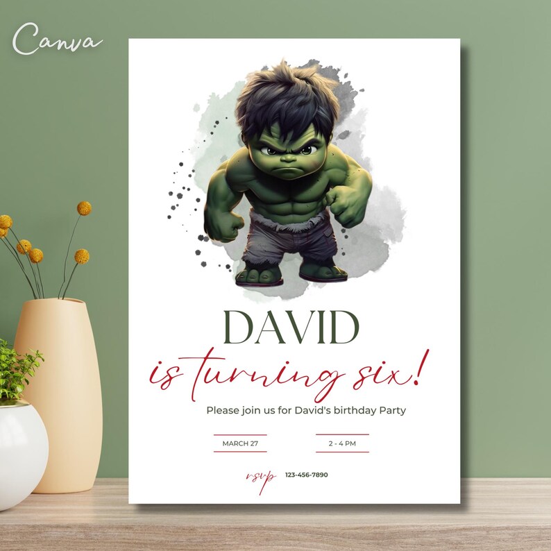 Editable Hulk Birthday Invitation, Hulk Birthday Boy Printable and ...