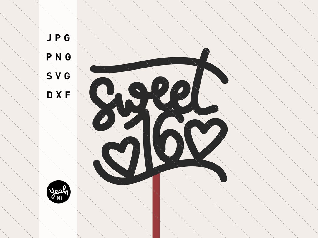 Cake Topper "sweet 16" PAPERCUT + LASERCUT + PRINT: Handlettering ...