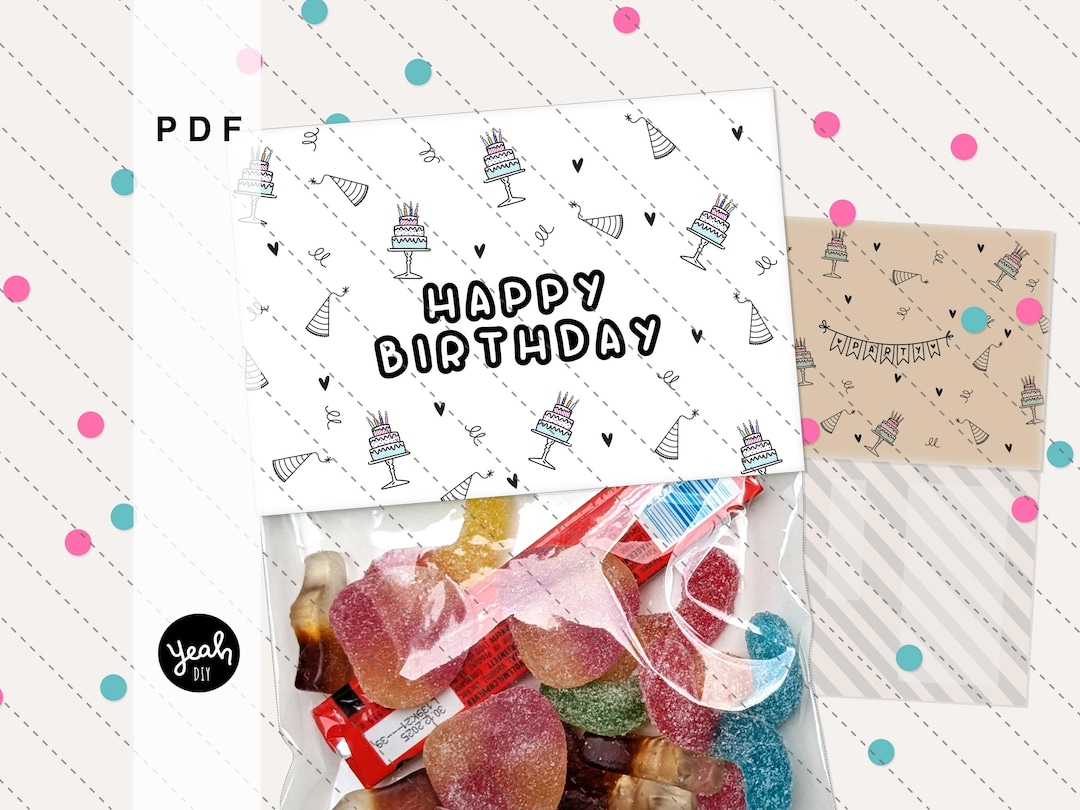 PDF Happy Birthday - Print Template DIN A4 Bag Flap Bag Closure Gift ...
