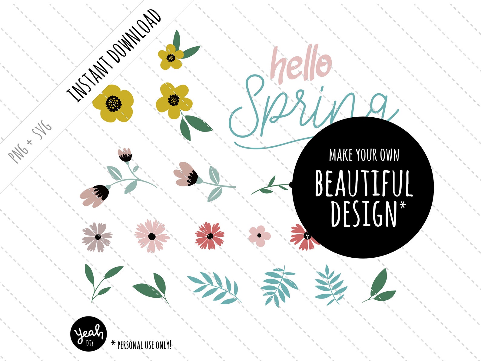 HELLO SPRING: Print and Plotter File (svg + Png) Vector Illustrations ...