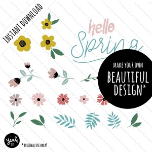 HELLO SPRING: Print and Plotter File (svg + Png) Vector Illustrations ...