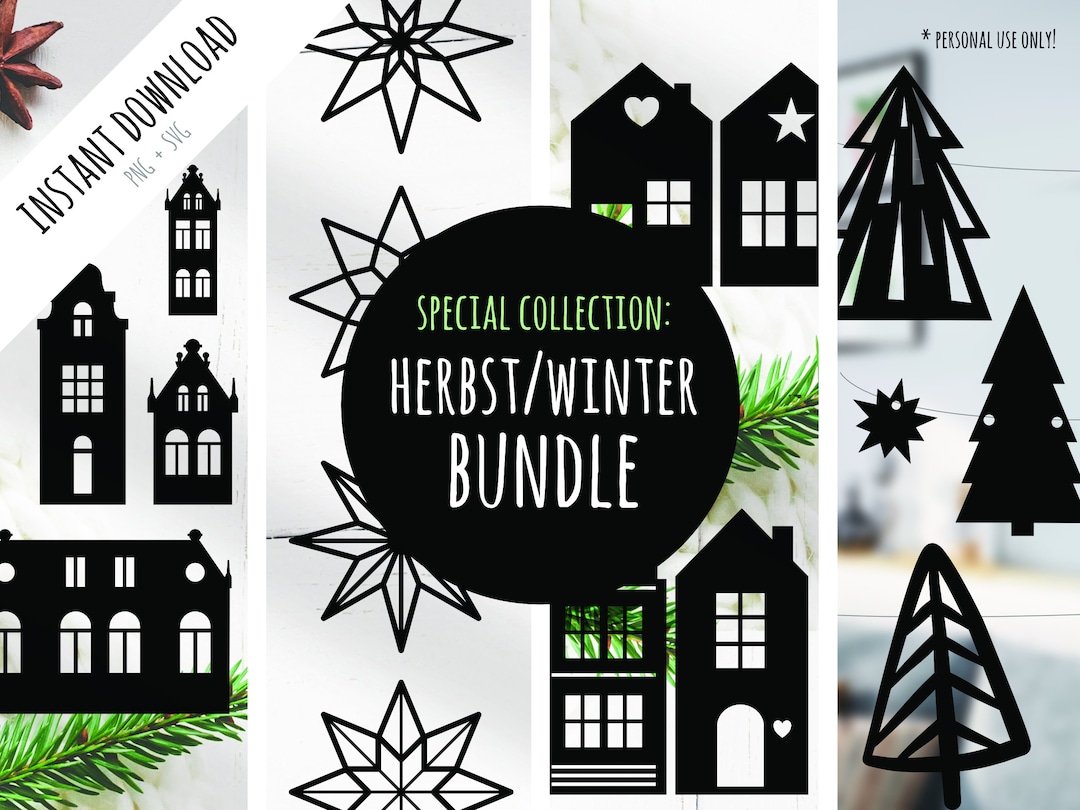 Digital Craft Bundle Autumn / Winter: Winter Decoration Silhouettes for ...