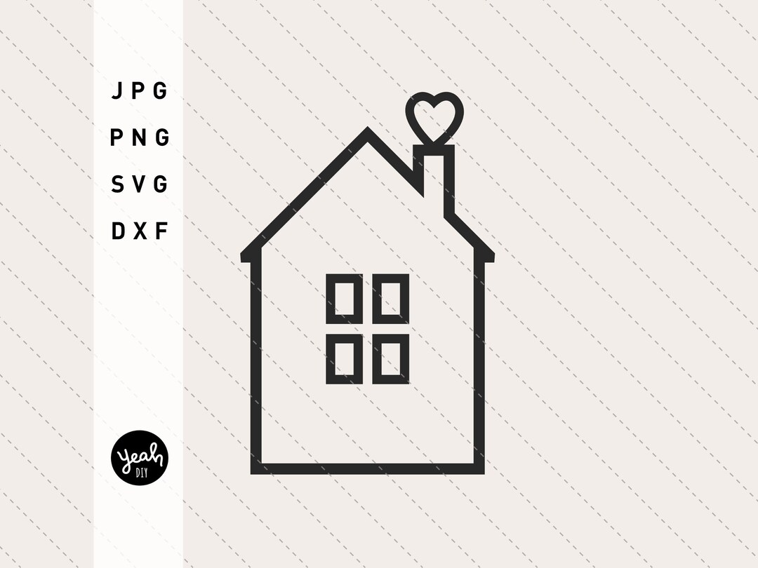 House Heart PLOTTER FILE DIGITAL Stylish Vector Drawing Cottage Home ...