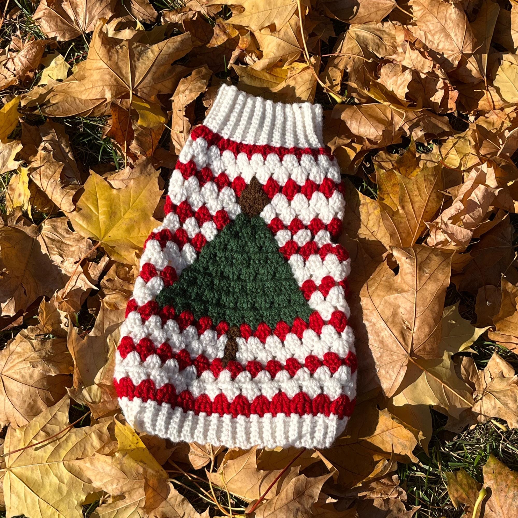 Striped Red Dog Sweater Crochet Handknitted Small Medium Dogs Cats Cozy ...